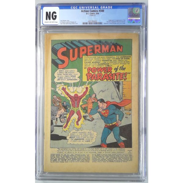 ACTION COMICS 340 (1938) CGC NG 1ST APPEARANCE PARASITE COVERLESS
