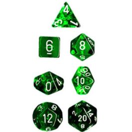 Translucent: Mini-Polyhedral Green/white 7-Die Set