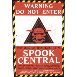 GHOSTBUSTERS SPOOK CENTRAL METAL SIGN