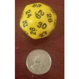d30 Die Yellow with Black Numbers